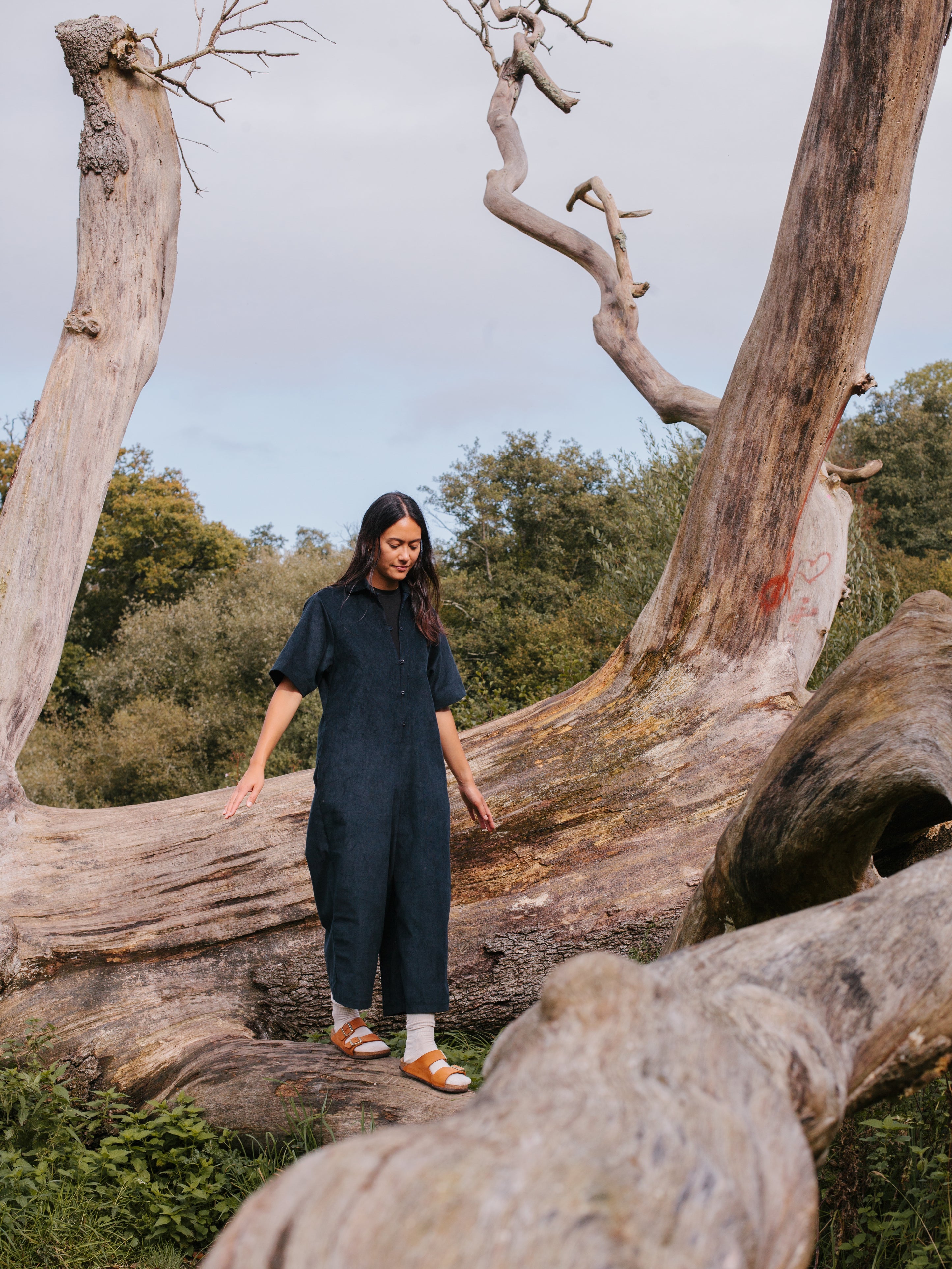 Hazel Jumpsuit | Navy Needlecord – K A E L Y R U S S E L L