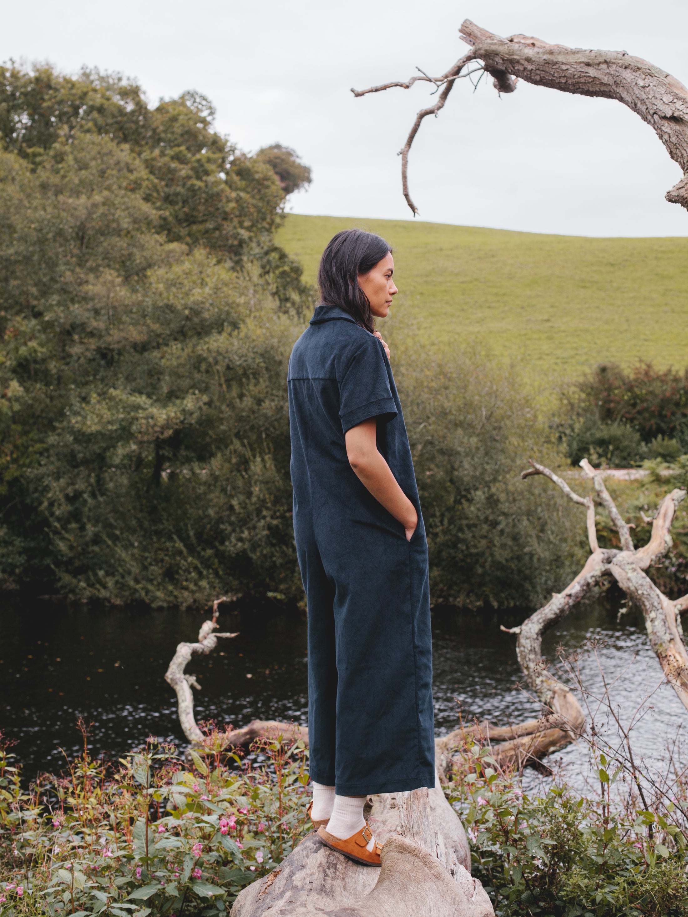 Hazel Jumpsuit | Navy Needlecord – K A E L Y R U S S E L L